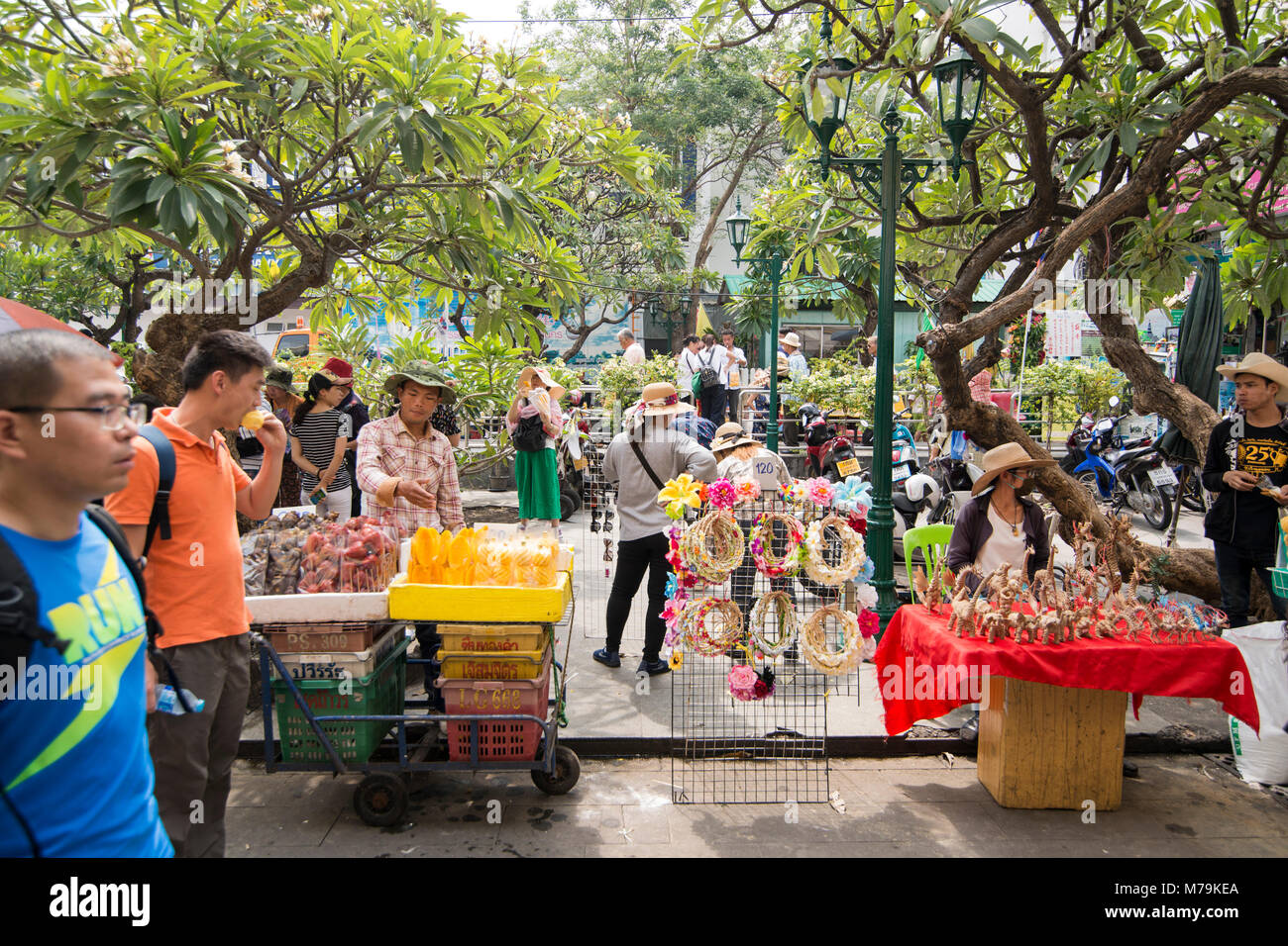 a market at the colonial old Town at tha chang in the city of Bangkok ...