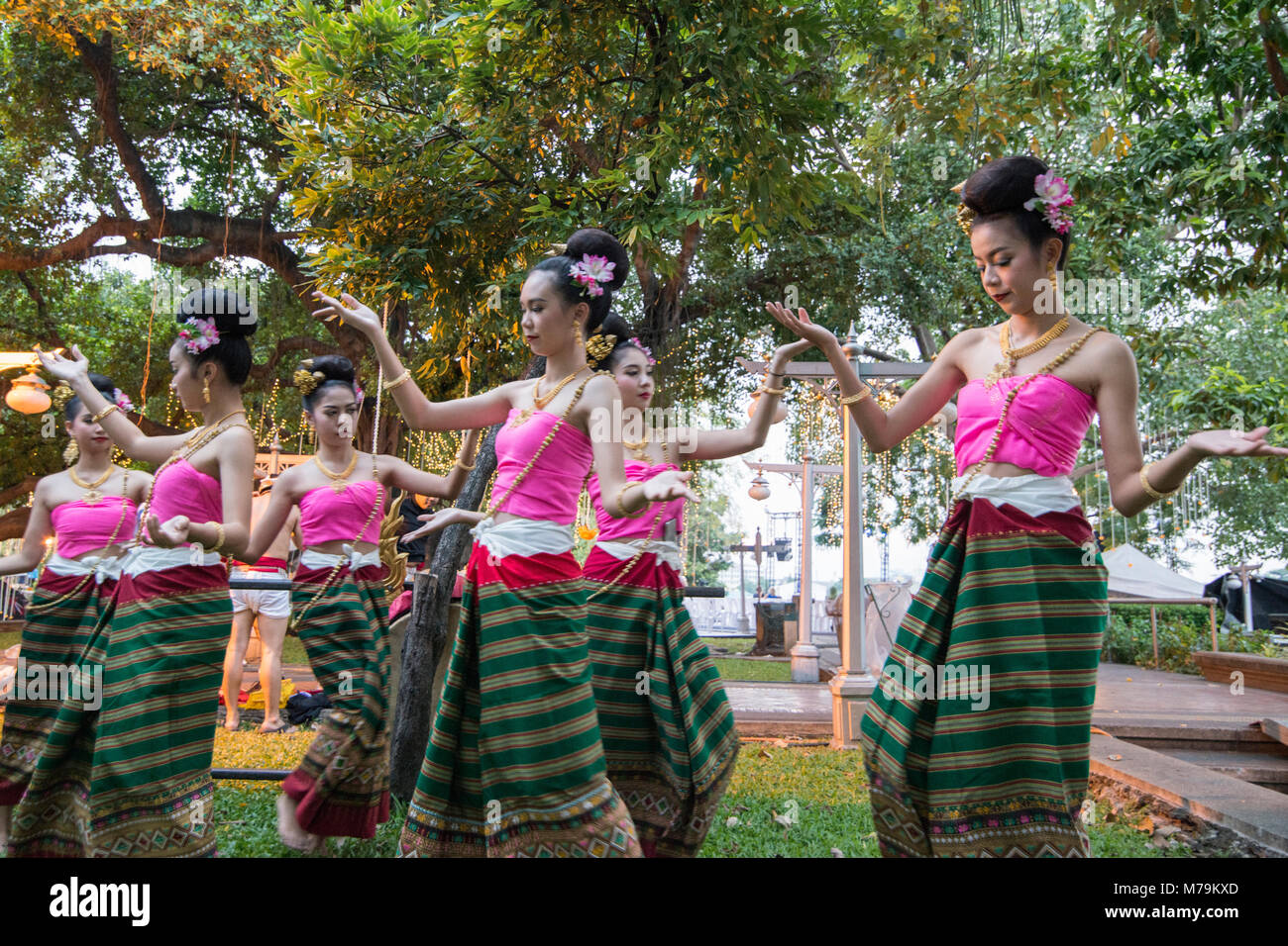 traditional Thai Dance at the Loy Krathong festival at the fort Sumen at the Santichaiparakan ...
