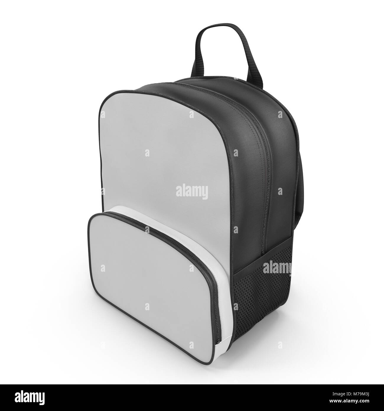Backpack isolated on white background Black and White Stock Photos ...