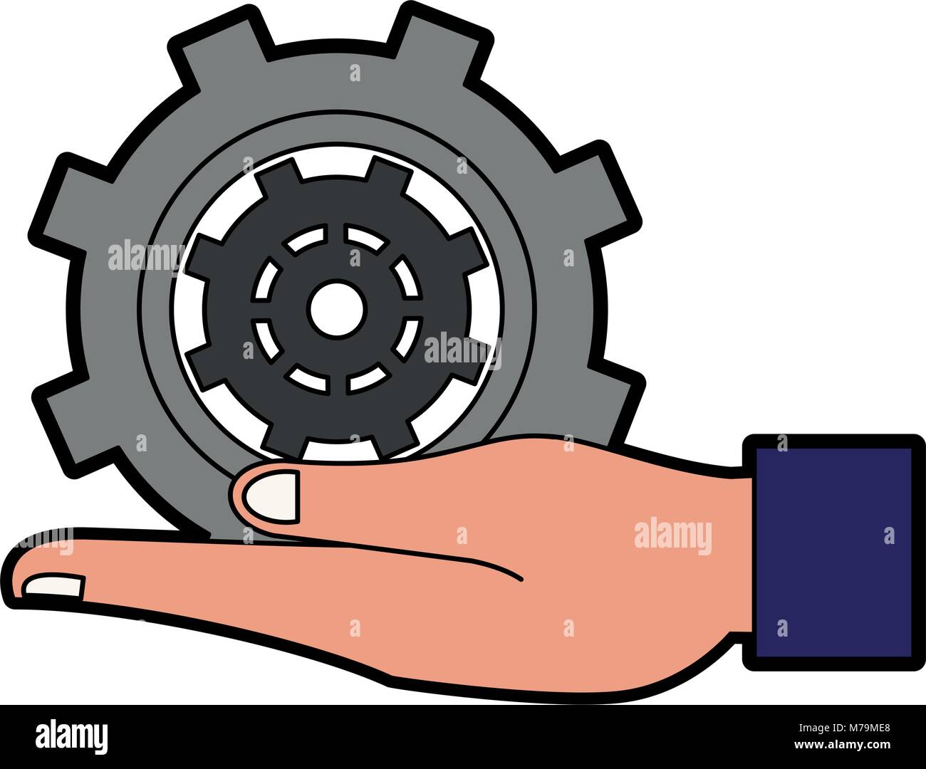 Hand with gear vector illustration graphic design Stock Vector Image ...
