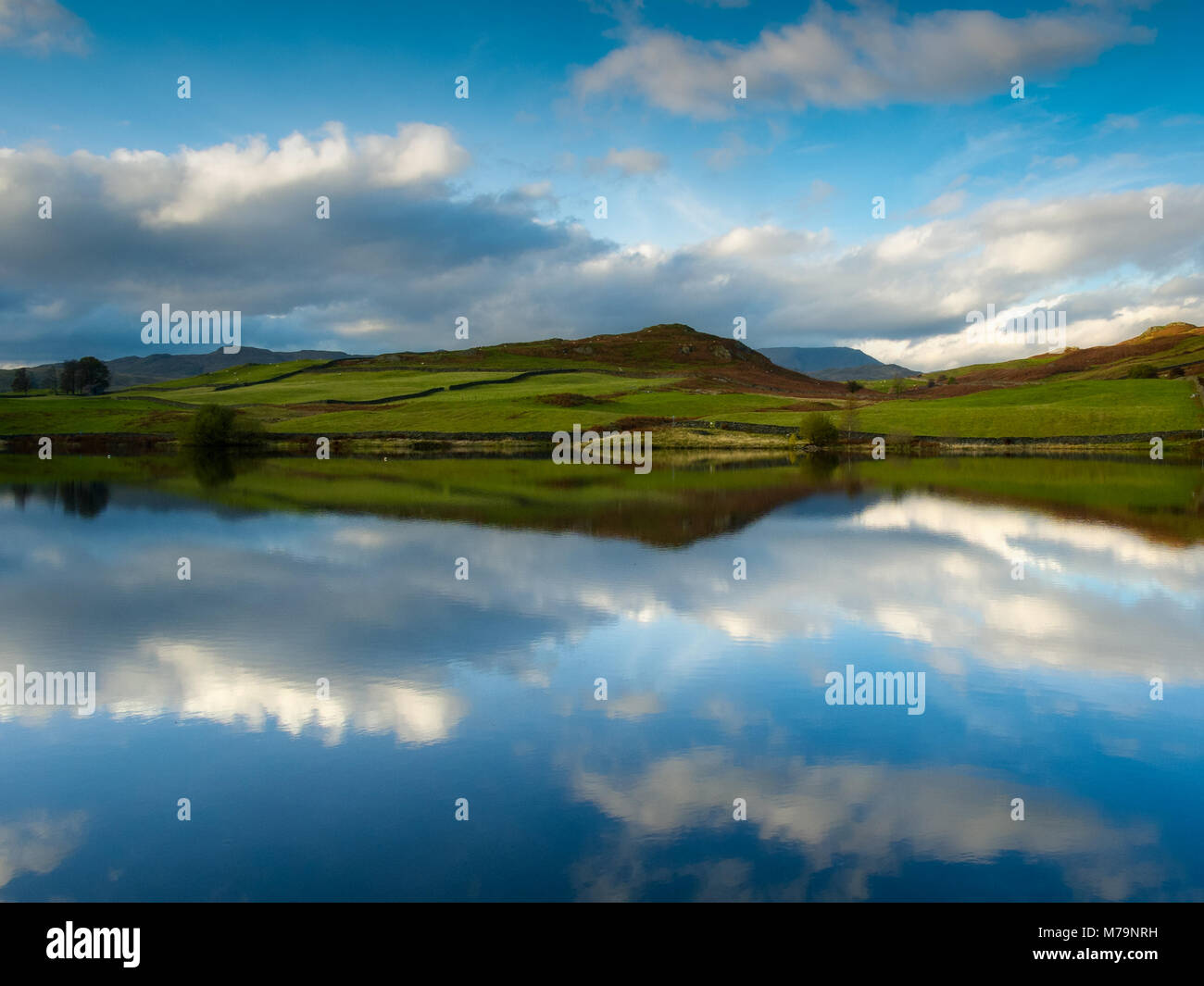 Reflections in Dubbs Reservoir near Troutbeck The Lake District Stock ...