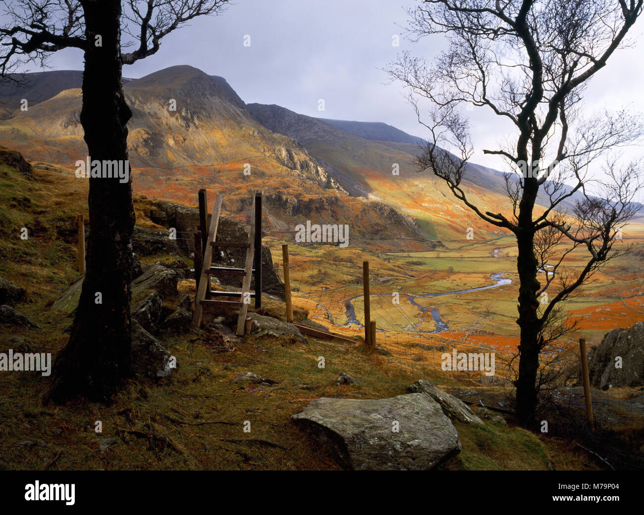 View looking north west to Foel Goch and Nant Ffrancon from above ...