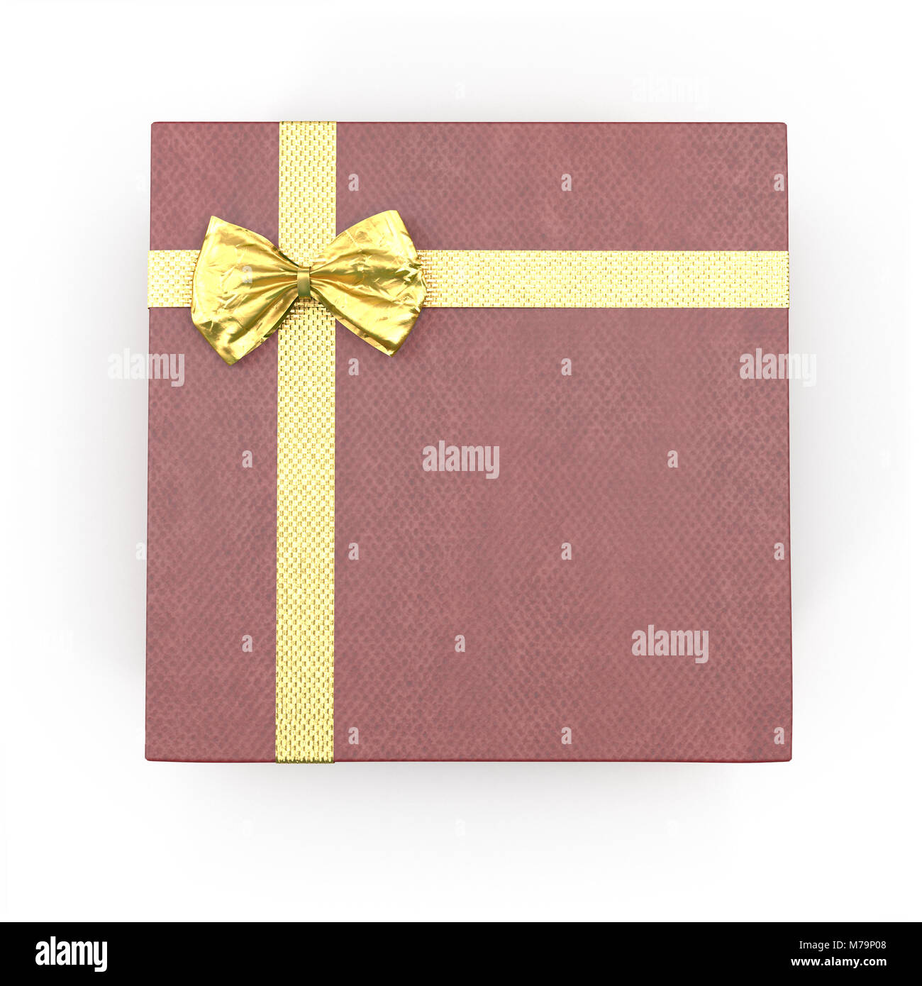 Present box with yellow overwhelming bow isolated on white background ...