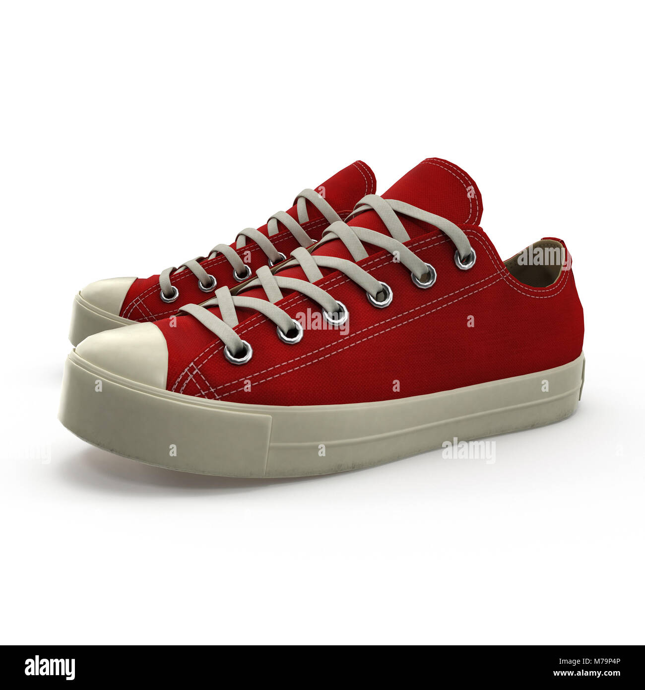 Pair of Red sport shoes on white background. 3D illustration Stock ...