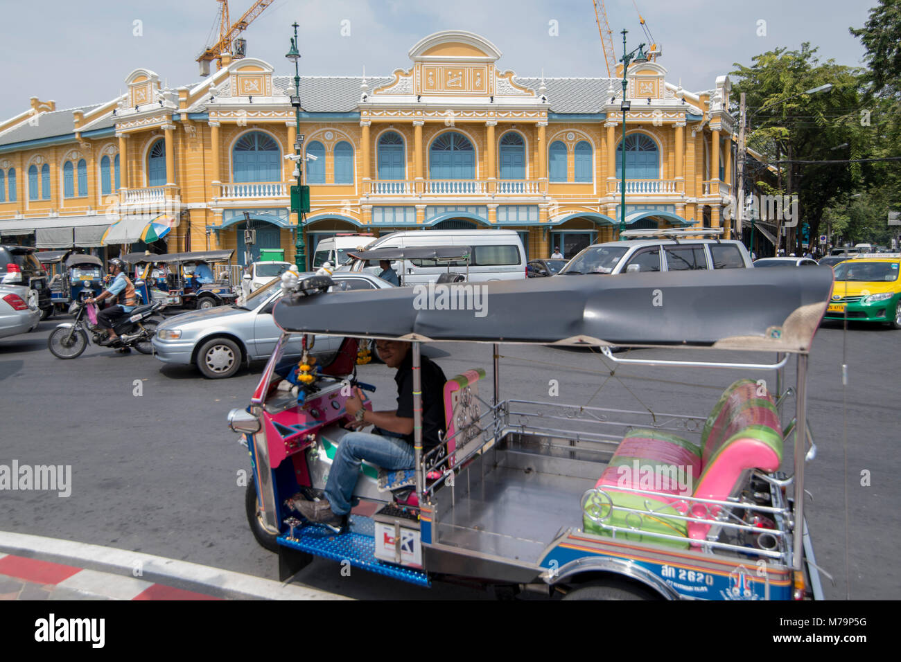 The colonial old Town at tha chang in the city of Bangkok in Thailand ...