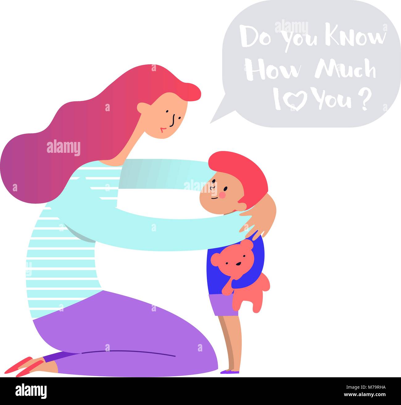 Mom And Boy Talking Cartoon