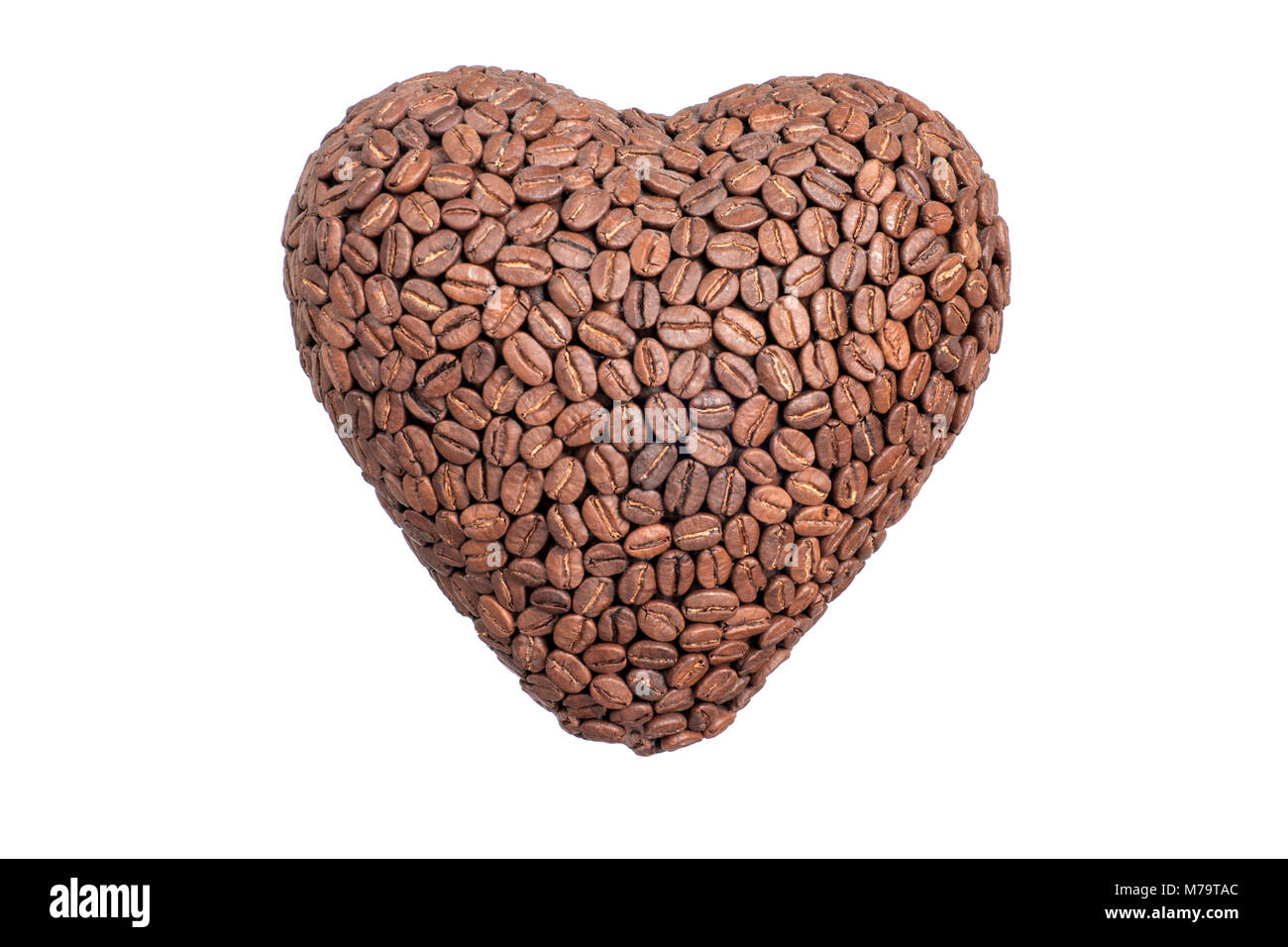 volumetric Heart made of coffee beans isolated on white background ...