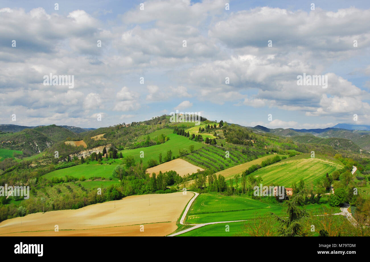 View of the beautiful Italian countryside from the medieval town of ...