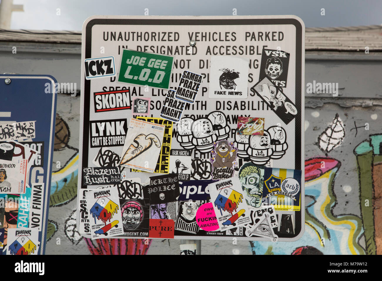 Vandalized Street Sign, Melrose Ave, West Hollywood, California Stock ...