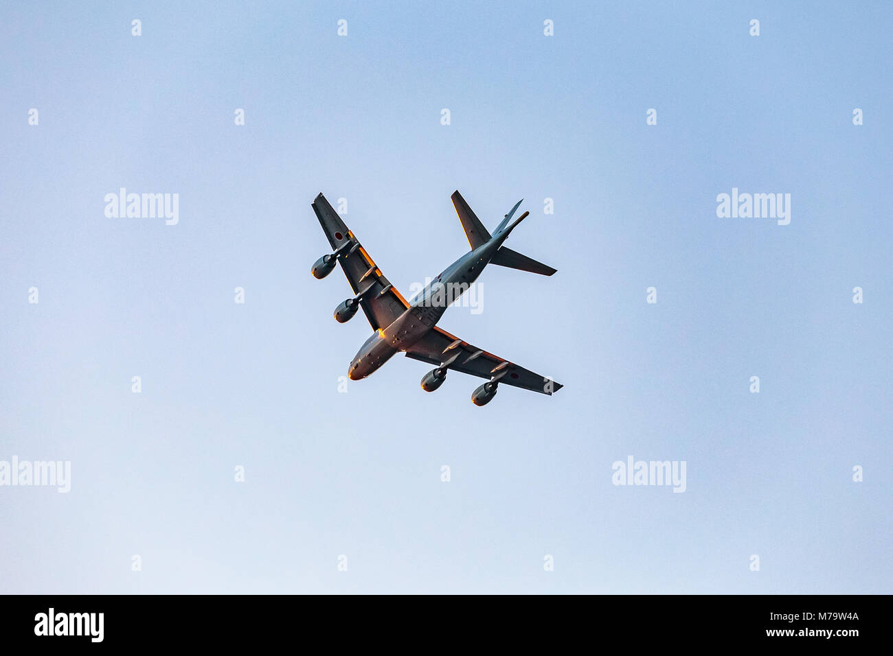 A new Kawasaki P-1 Maritime Patrol Aircraft flies near the Atsugi air ...