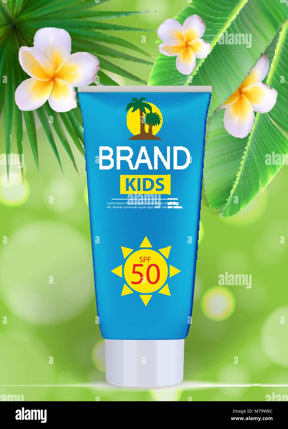 Sun Care Cream Bottle, Tube Template for Ads or Magazine Background. 3D ...