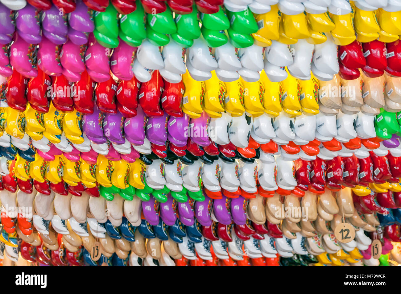 a lot of coloured Dutch wooden clogs Stock Photo - Alamy