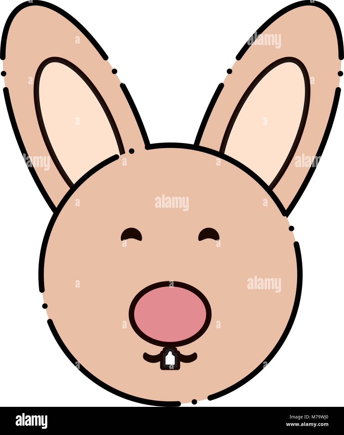 cute rabbit face icon over white background, colorful design. vector ...