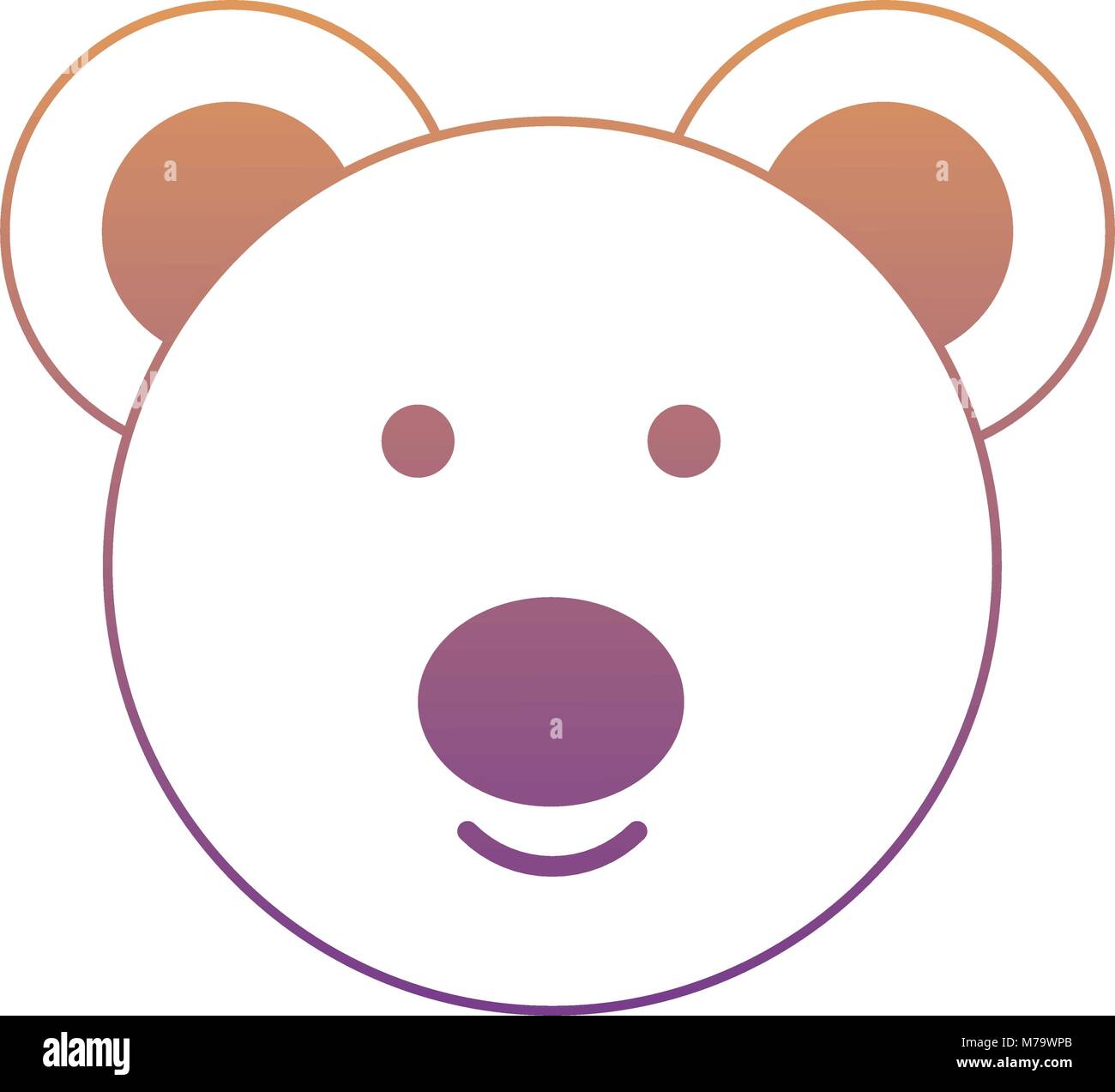 cute bear face icon over white background, colorful design. vector ...