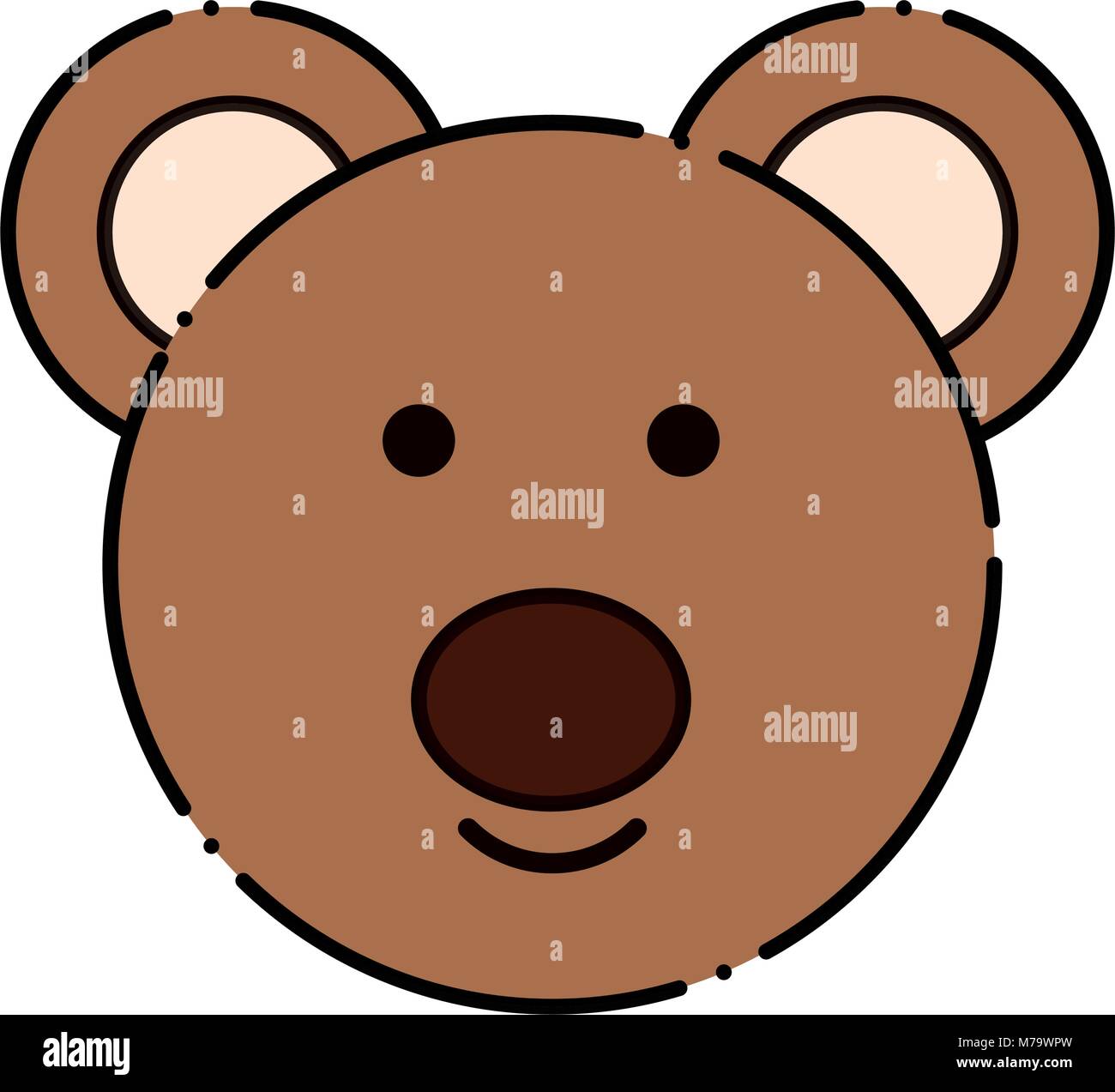 cute bear face icon over white background, colorful design. vector ...
