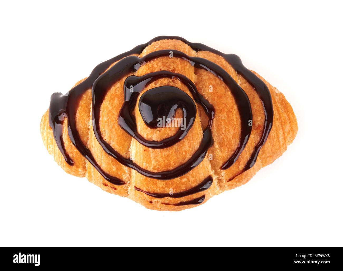 fresh croissant with hot chocolate on a white background Stock Photo ...