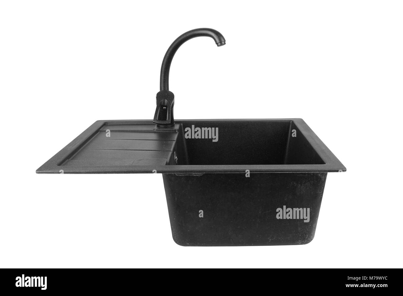 kitchen sink with tap isolated on white background Stock Photo - Alamy