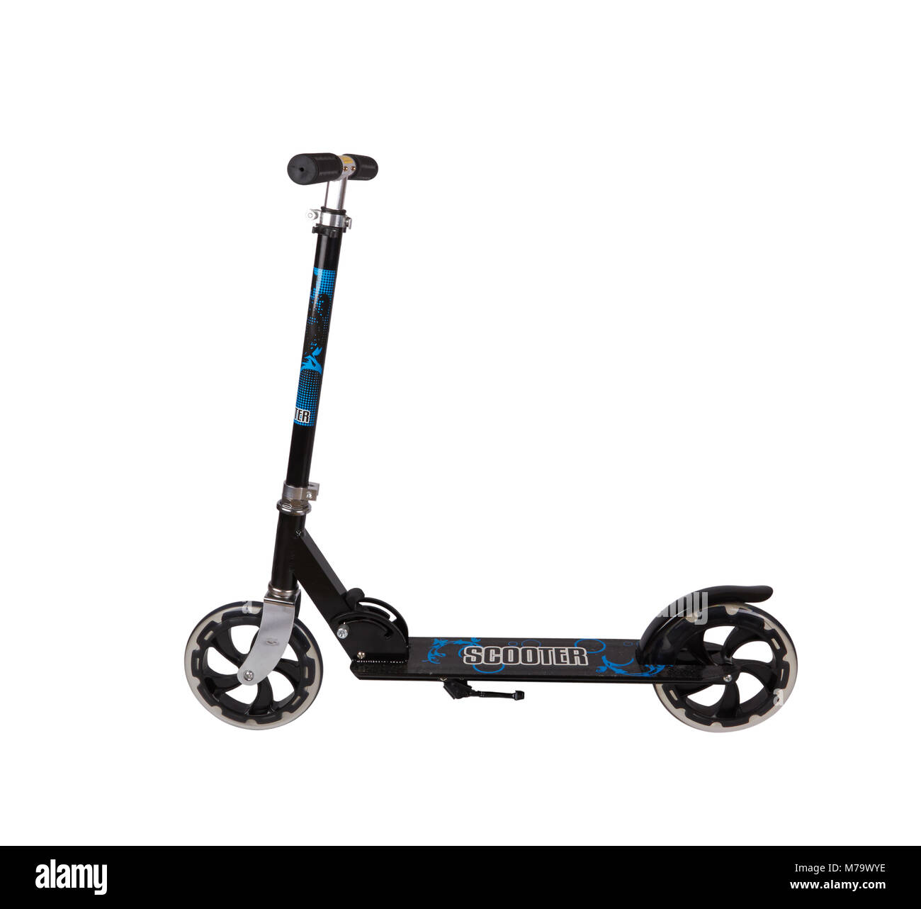 Black metal scooter isolated on white background Stock Photo - Alamy