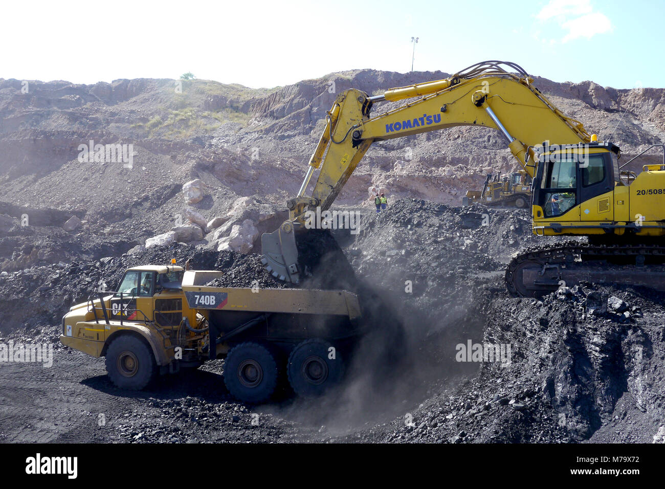 Hwange Colliery, Zimbabwe - 22 March 2015 : Coal trucks on a huge open ...