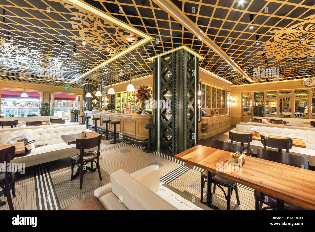 MOSCOW - AUGUST 2014: Interior of a Turkish chain restaurant ...