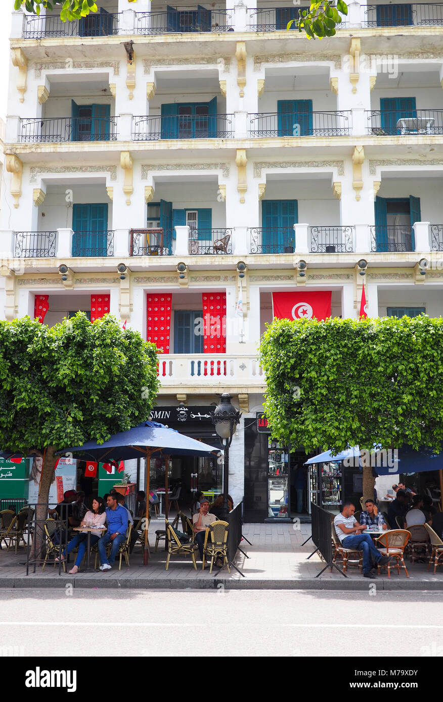 Cafe on an avenue in Tunis, Tunisia Stock Photo - Alamy