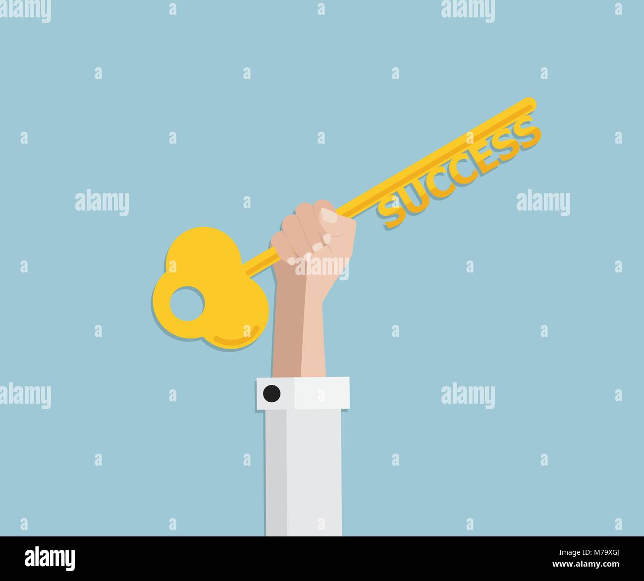 illustration of businessman hand holding golden key of success business ...