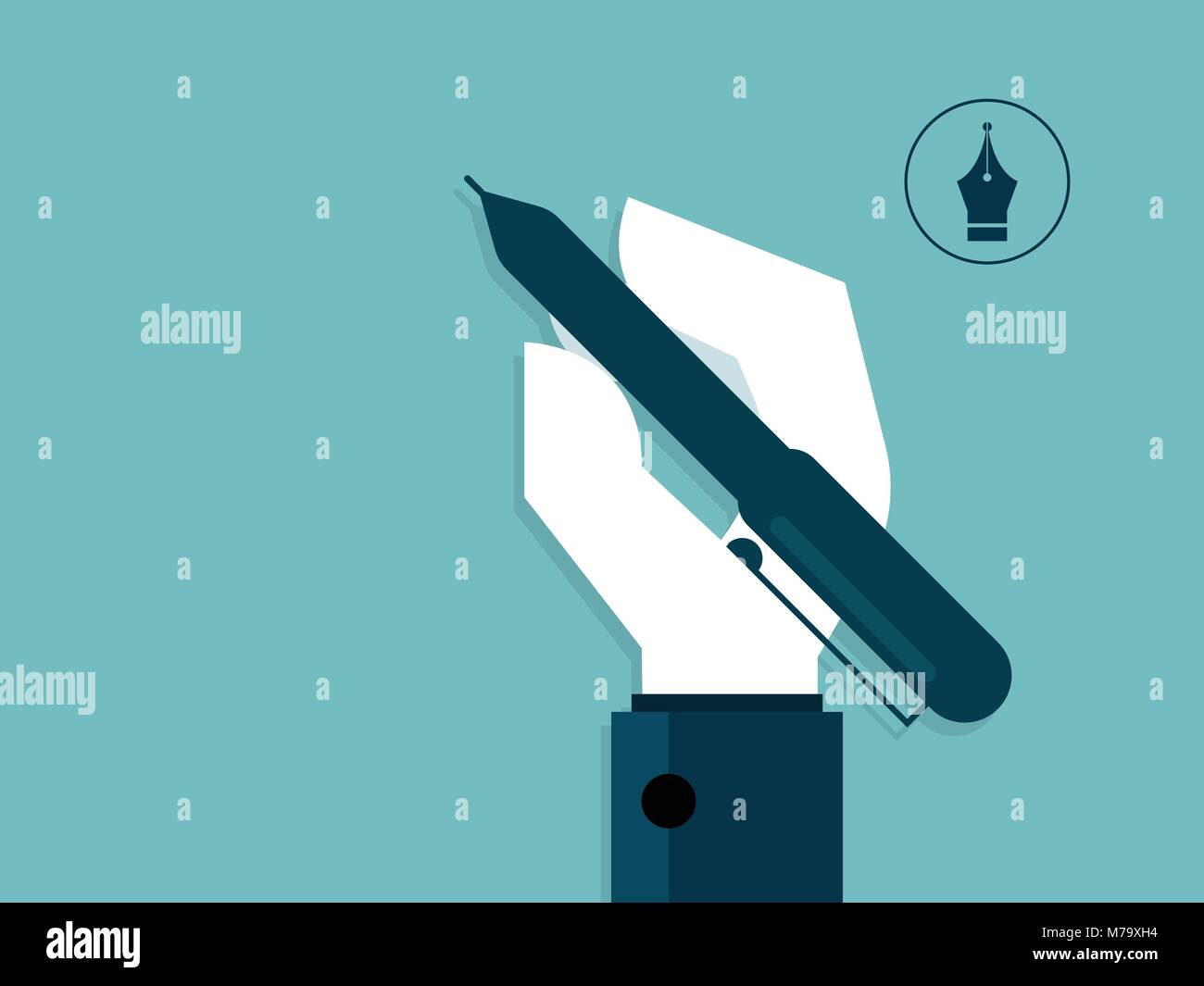 illustration of human hand holding pen flat design Stock Vector Image ...