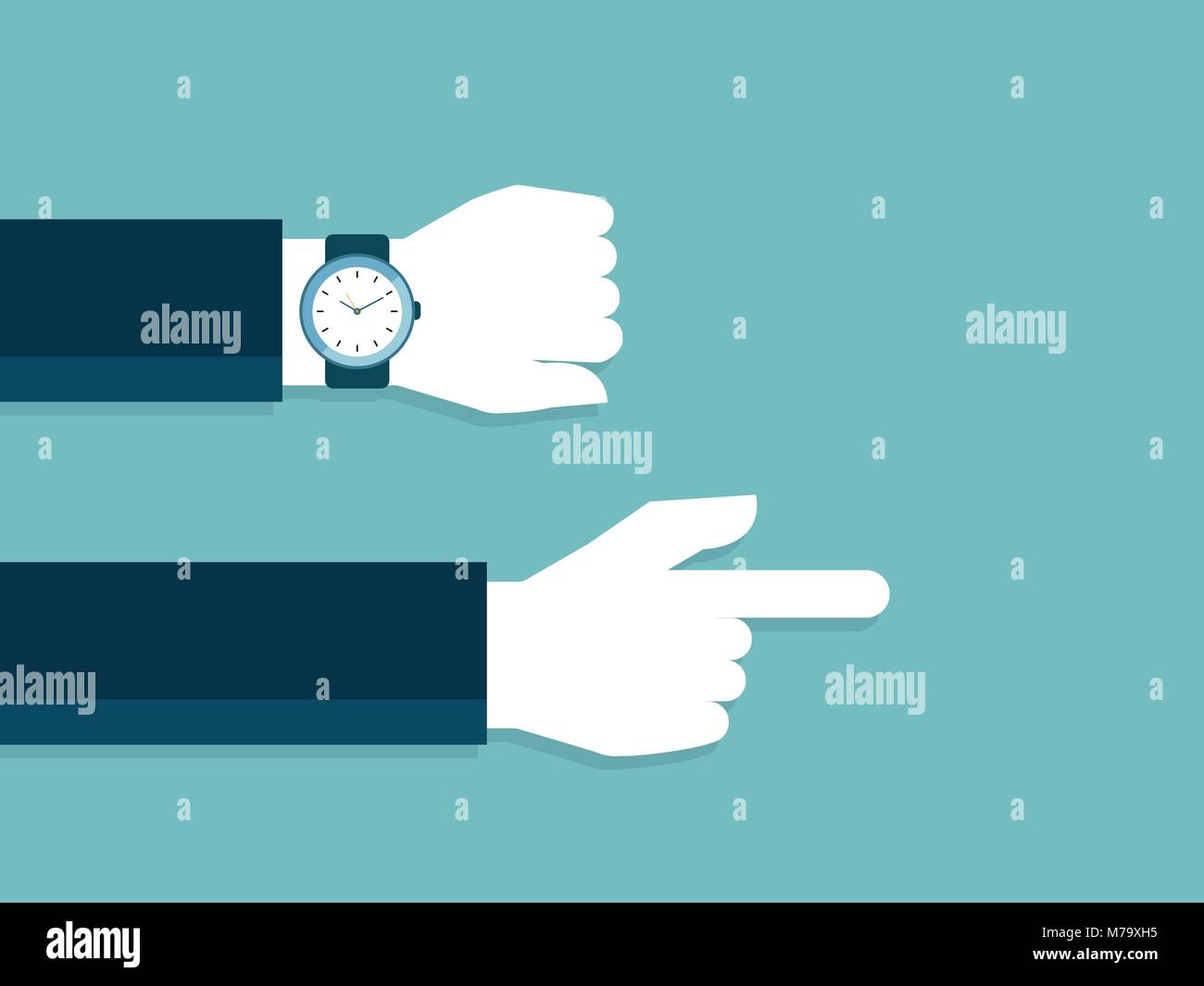 Person pointing watch wrist Stock Vector Images - Alamy