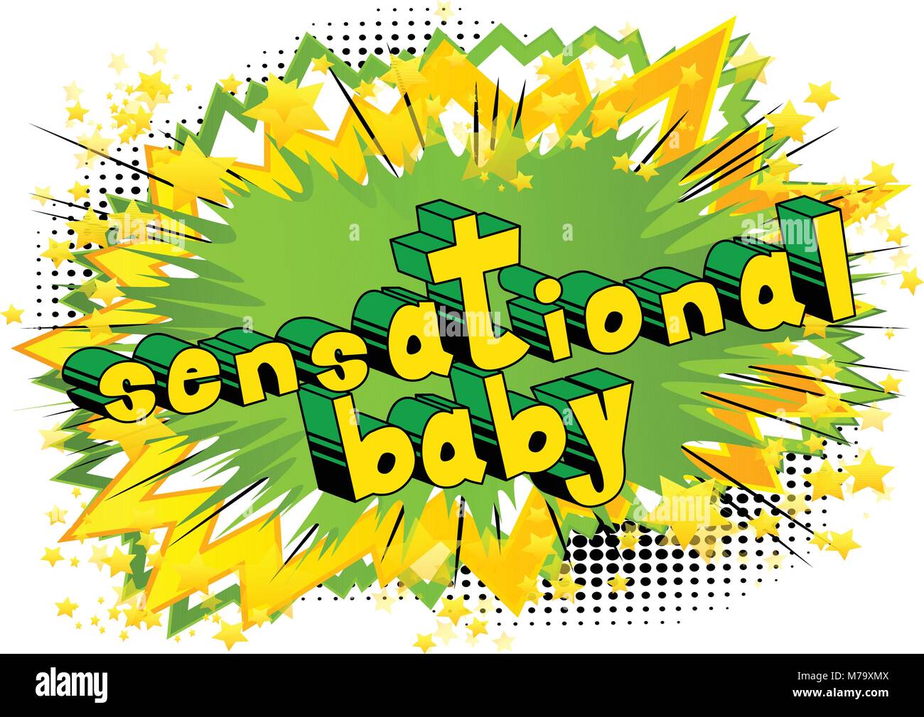 Sensational Baby - Comic book style phrase on abstract background Stock ...