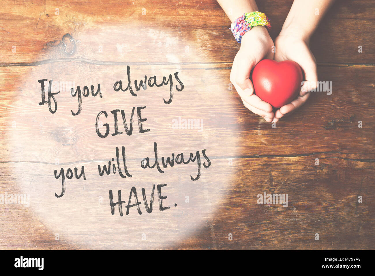 always give and will have famous proverb printed on vintage wooden ...