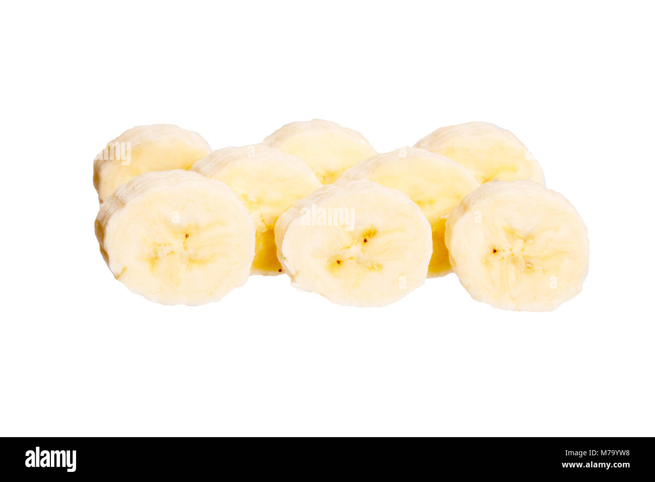 Six banana slices set isolated over white background Stock Photo - Alamy