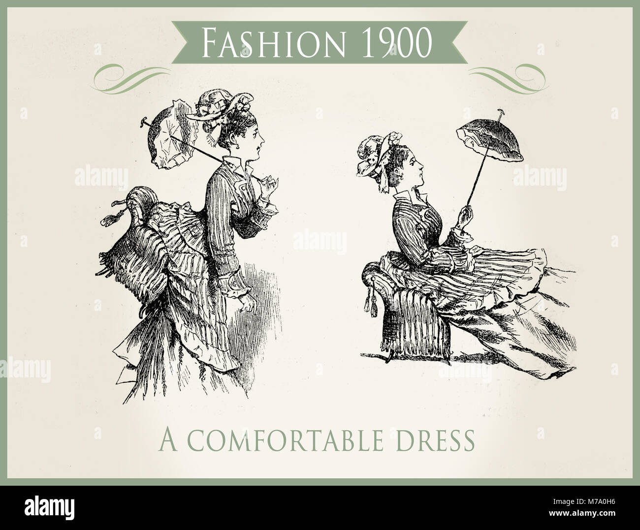 Fashion early 1900: a comfortable dress, caricature and fun Stock Photo ...