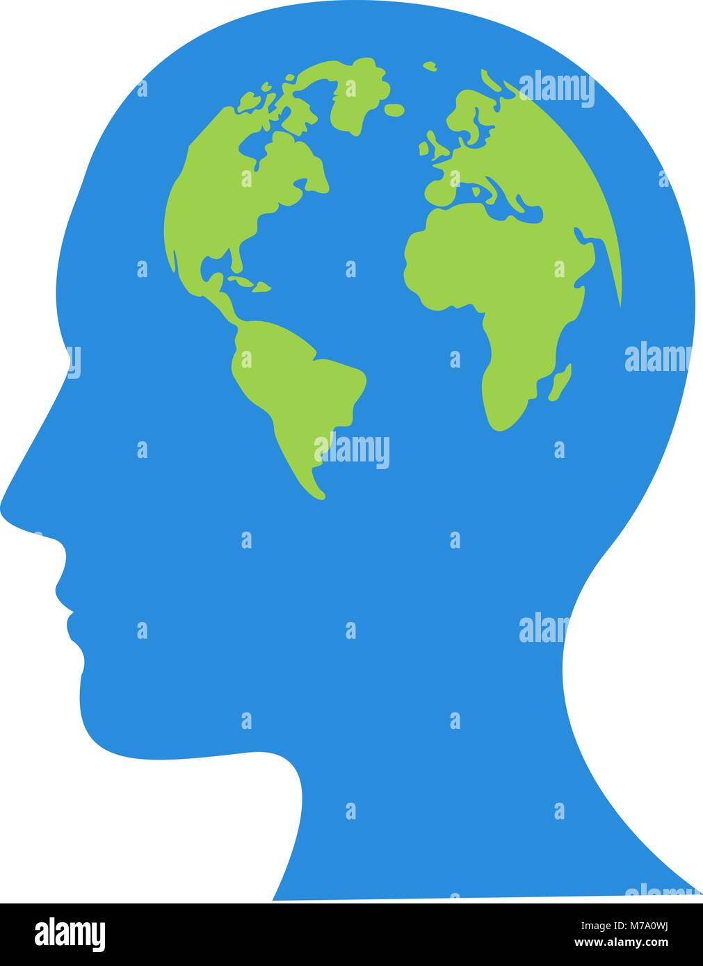 Globe in human head icon. Cartoon illustration of globe in human head ...