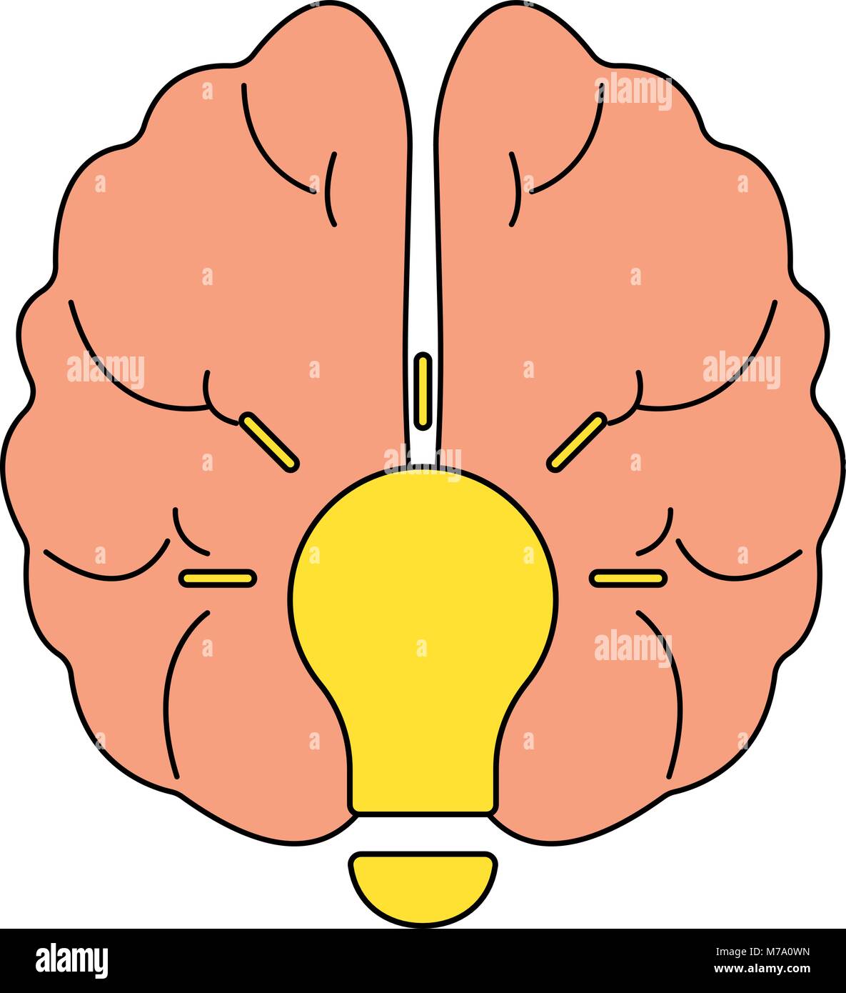 Human brain in lightbulb idea concept flat icon isolated on white ...