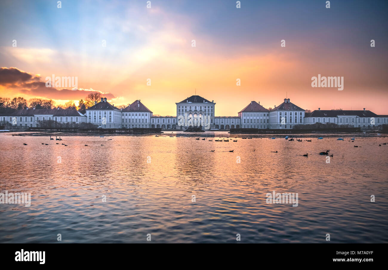 Dramatic scenery of Nymphenburg palace in Munich Germany - Europe Stock ...