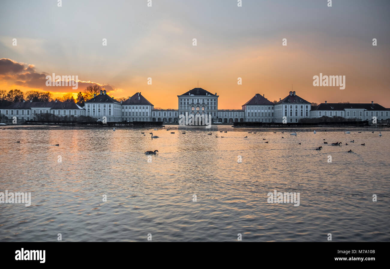 Dramatic scenery of Nymphenburg palace in Munich Germany - Europe Stock ...