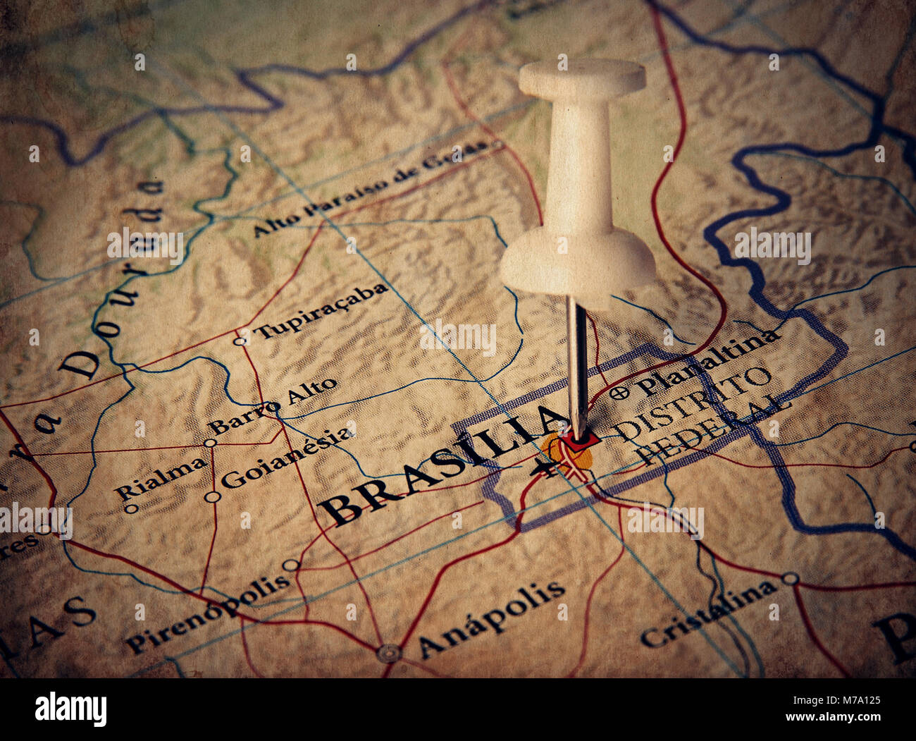 Brasilia destination in the map Stock Photo - Alamy