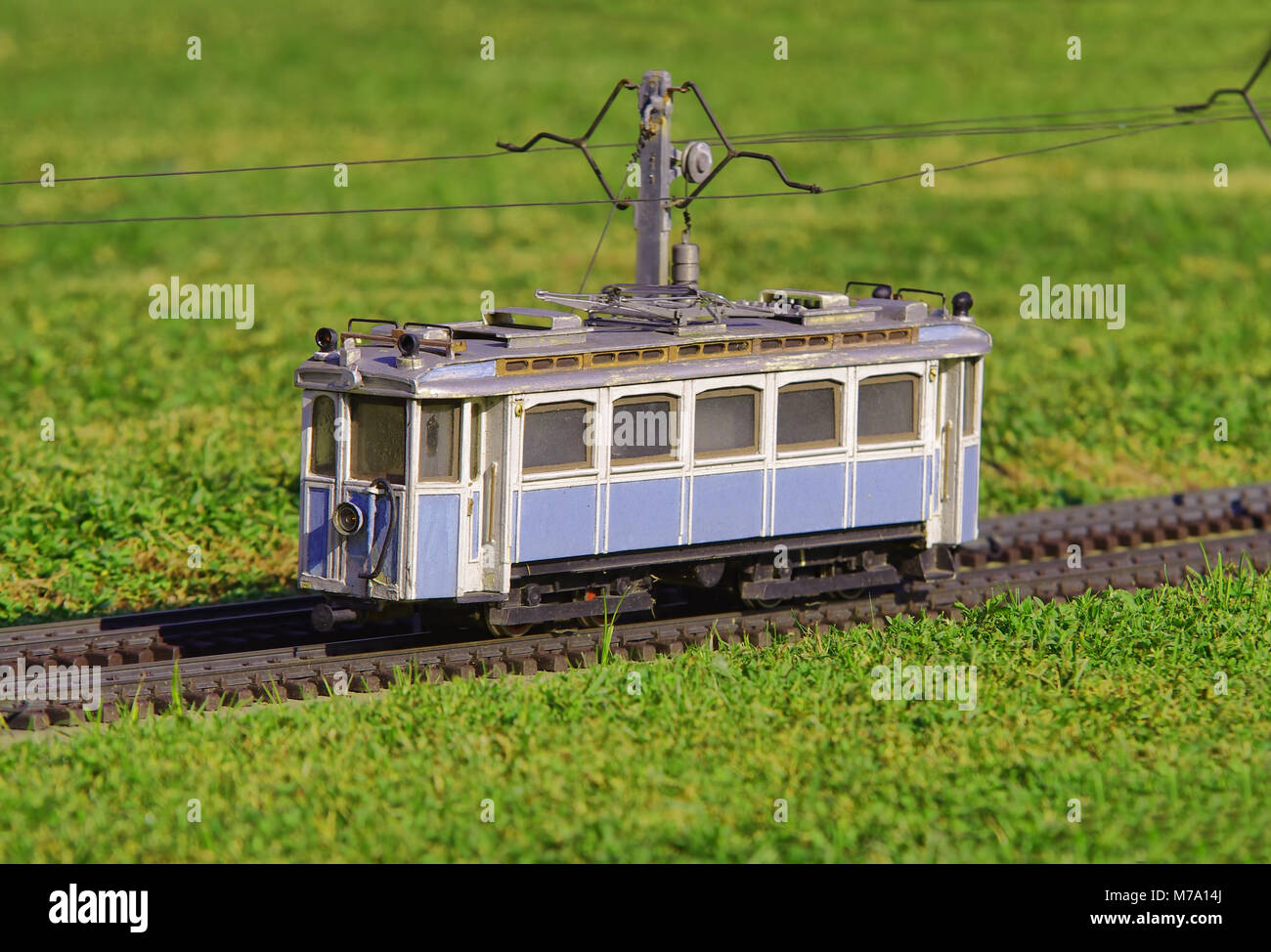 electric tram in miniature. railroad transportation Stock Photo - Alamy