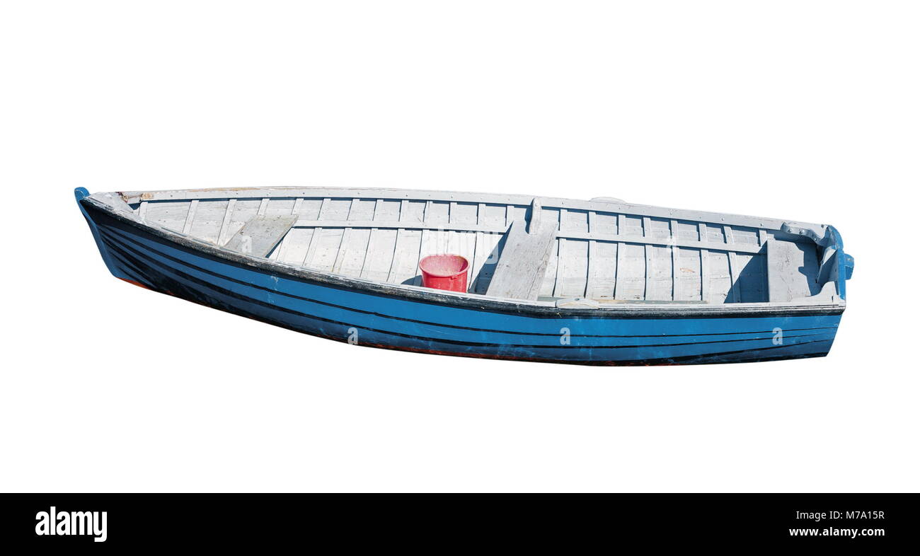 Blue white fishing boat Cut Out Stock Images & Pictures - Alamy