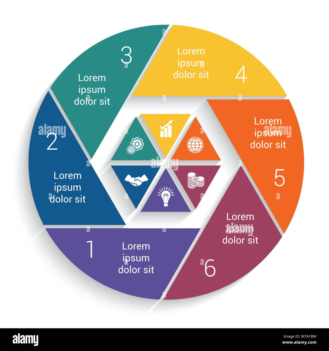 Infographic Business Pie chart vector design template for 6 options ...