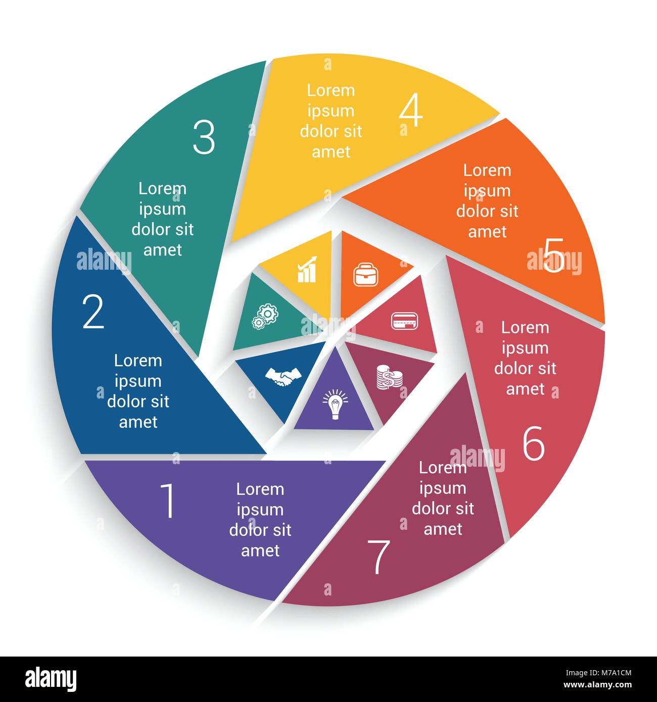 Infographic Business Pie chart vector design template for 7 options, steps, parts, workflow ...