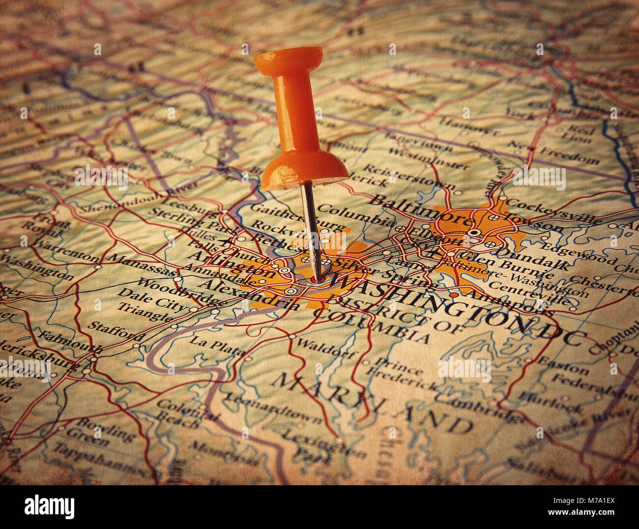 Washington destination in the map Stock Photo - Alamy