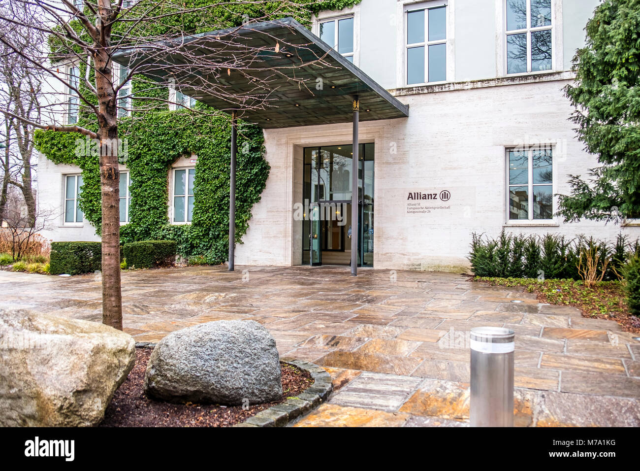 MUNICH / GERMANY - FEBRUARY 16 2018: The Allianz headquarters are ...