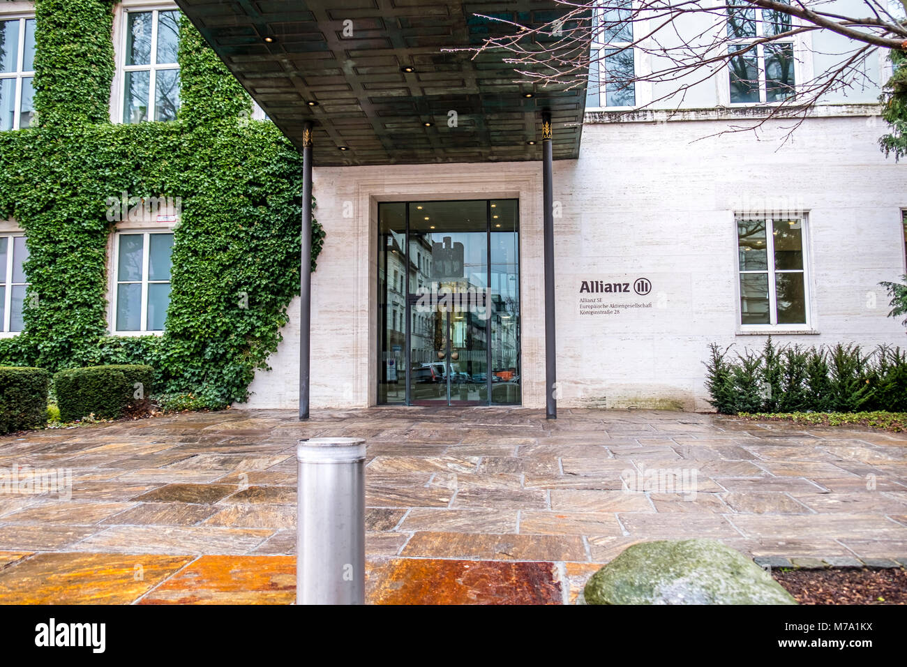 MUNICH / GERMANY - FEBRUARY 16 2018: The Allianz headquarters are ...