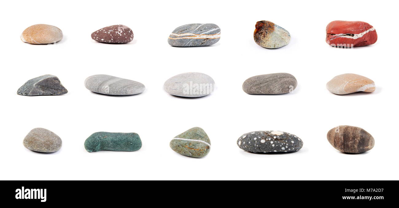 Sea stones isolated on the white Stock Photo - Alamy