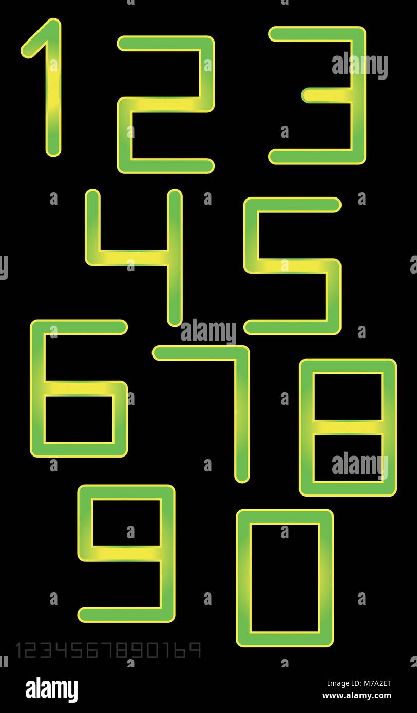 Green Neon Modern Numbers Stock Vector Image & Art - Alamy