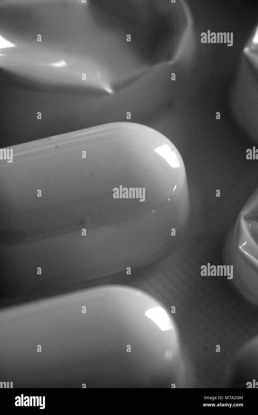 Closeup view medicine tablet Black and White Stock Photos & Images - Alamy