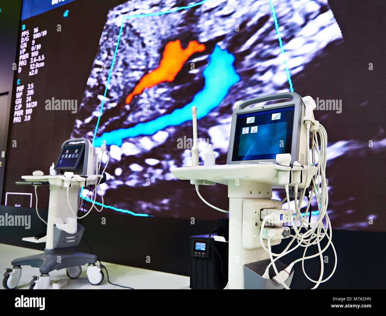 Medical devices for ultrasound examination on a background of the ...