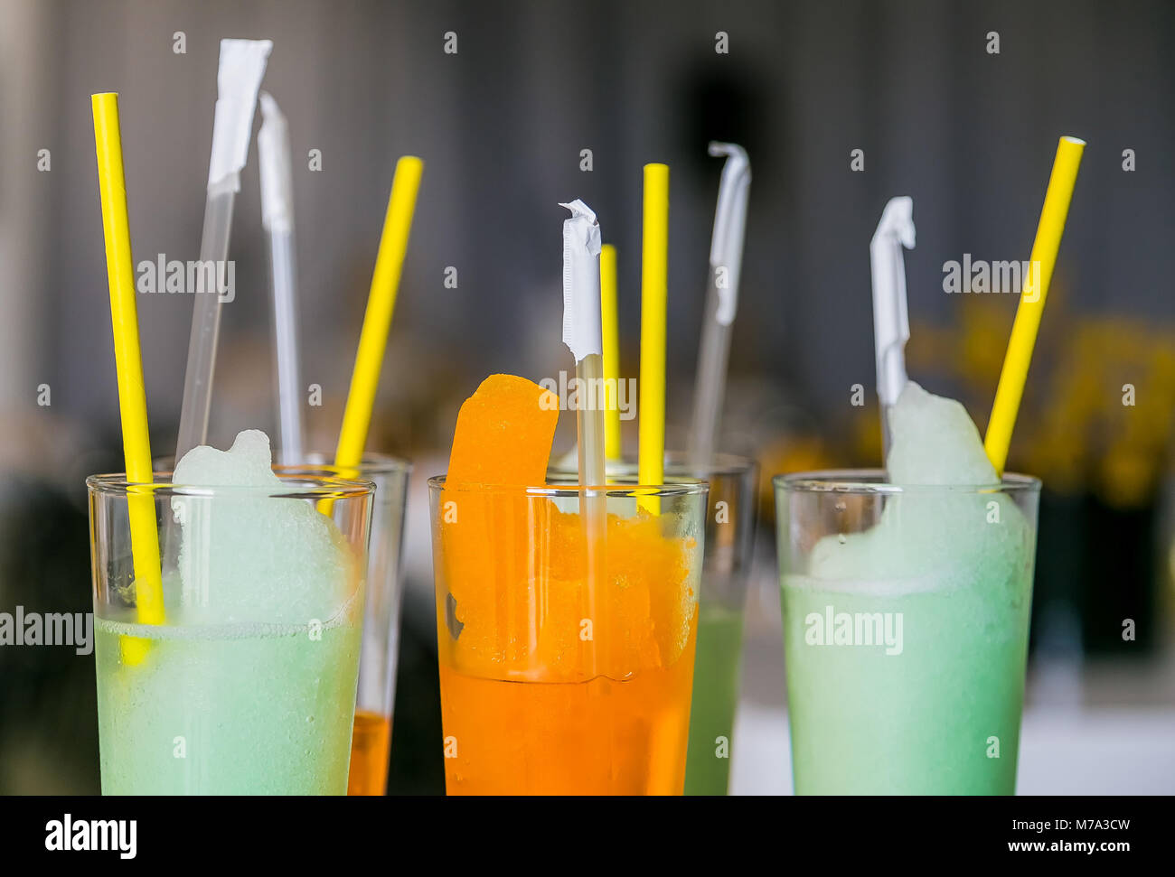 Orange and blue welcome drinks at Spring Festival party event Stock ...