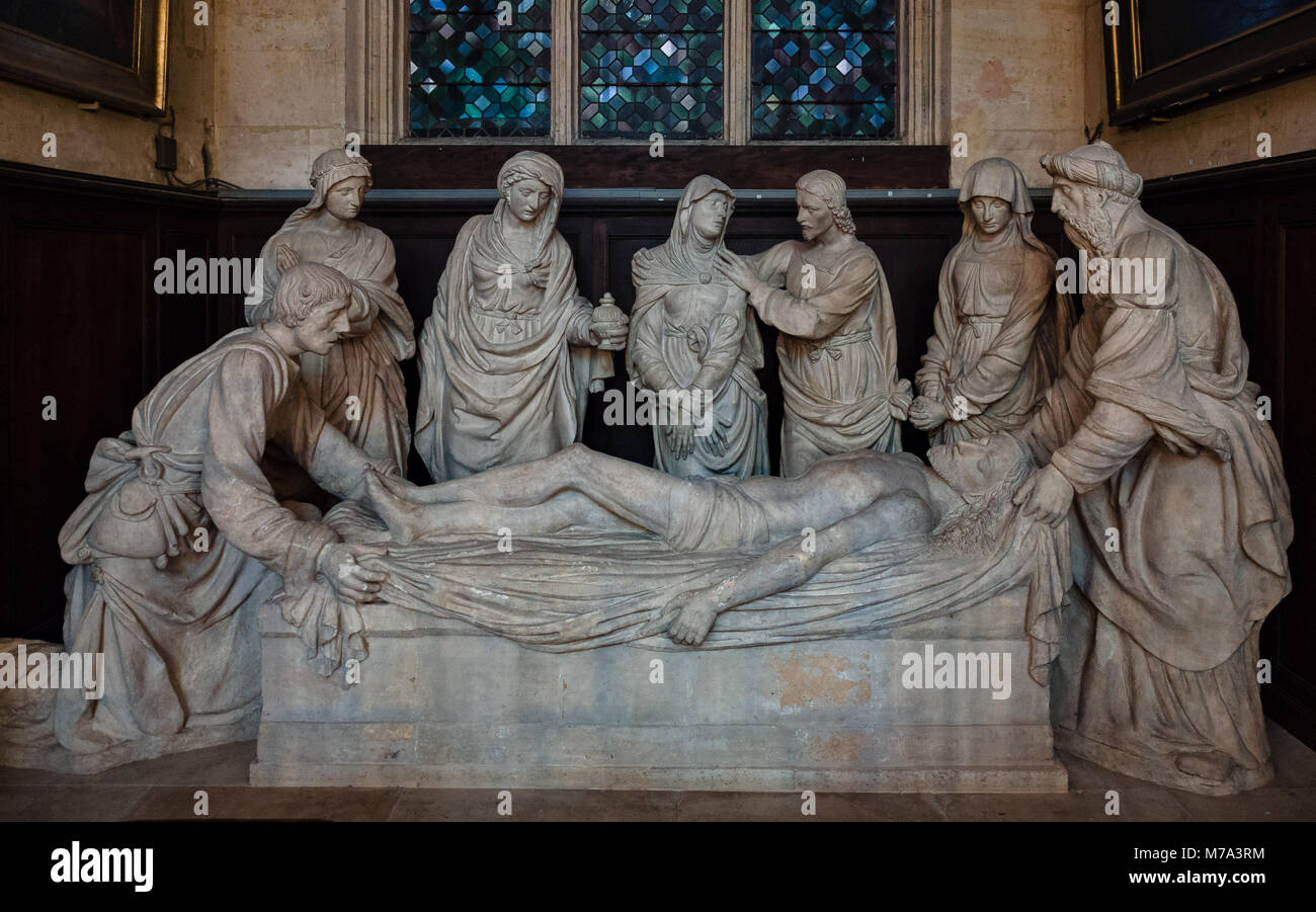 Paris, France - January 7, 2018: Statues representing the deposition of ...